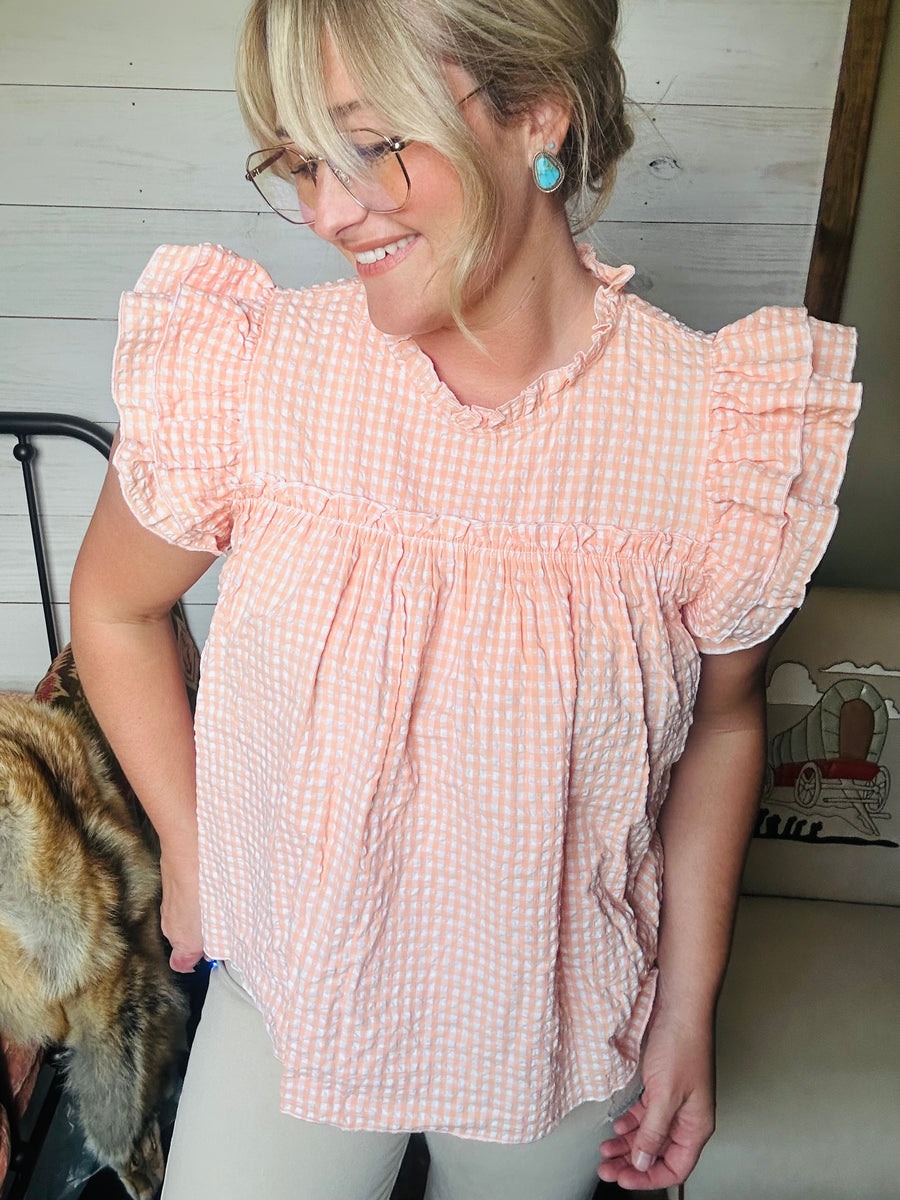 Gingham Ruffle Blouse – Hazel's Fashion Wagon